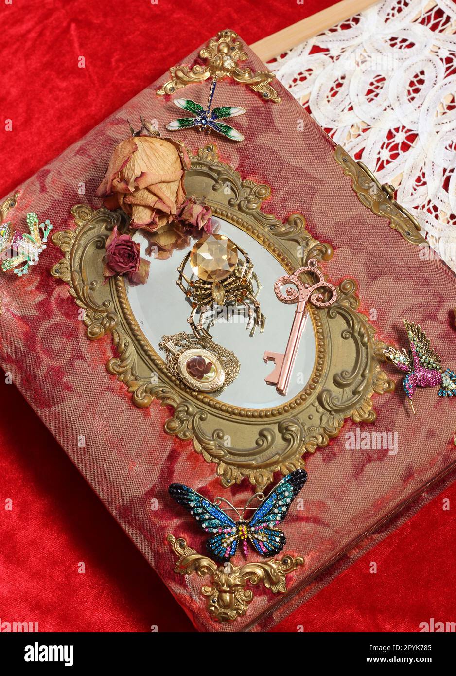 Antique Book With Colorful Gemstones and Mirror. Fairy Tale Romance ...