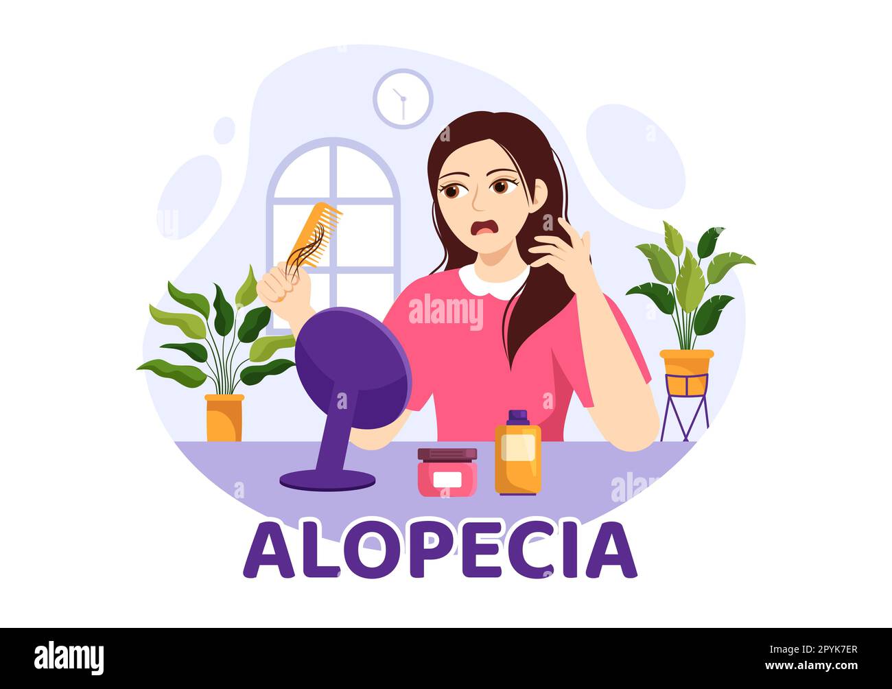 Alopecia Illustration with Hair Loss Autoimmune Medical Disease and ...