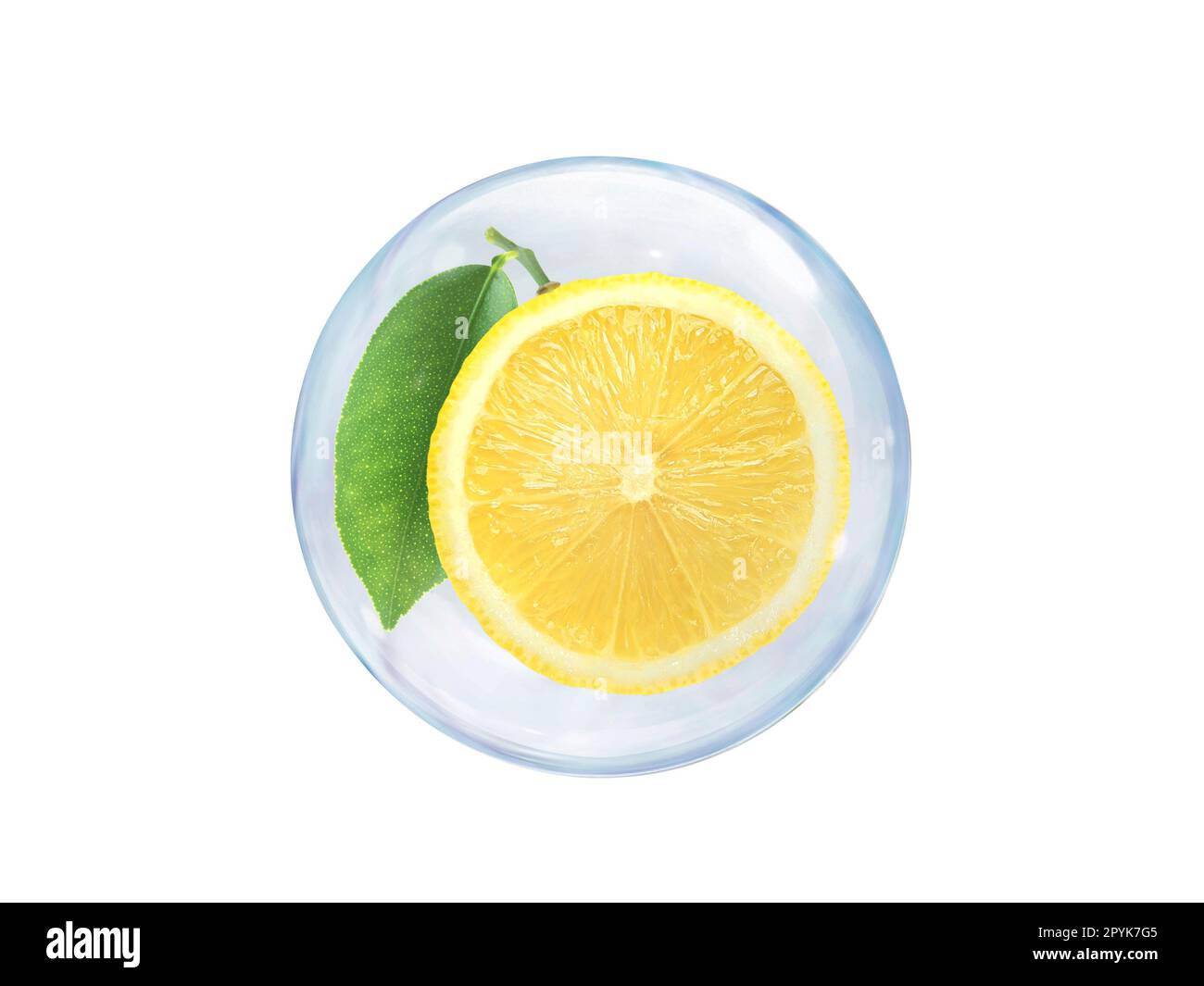 Fresh lemons slice, in bubble isolated on white background Stock Photo ...