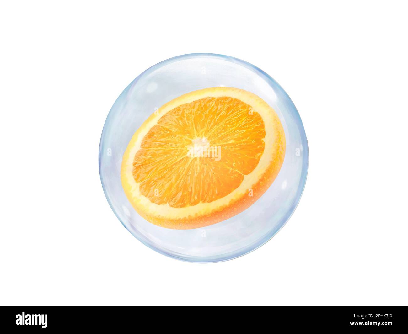 Fresh orange slice, in bubble isolated on white background Stock Photo ...
