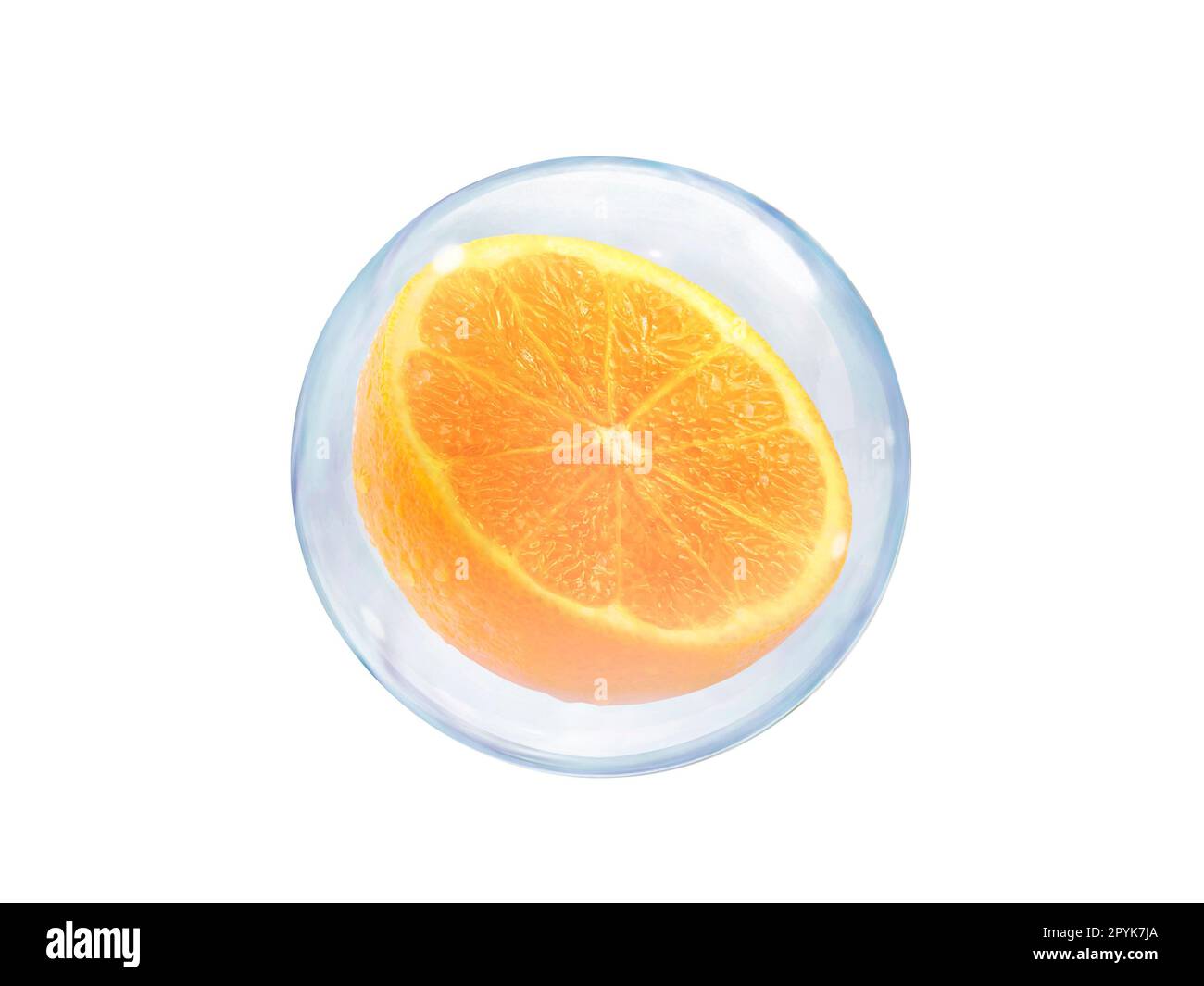 Fresh orange slice, in bubble isolated on white background Stock Photo ...