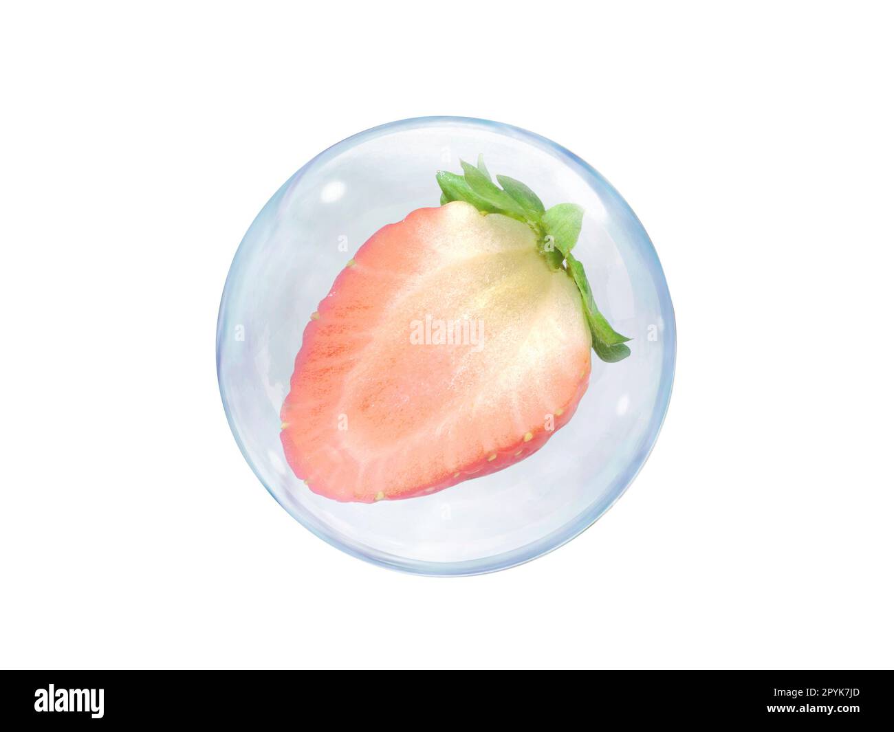 Fresh strawberry slice, in bubble isolated on white background Stock ...