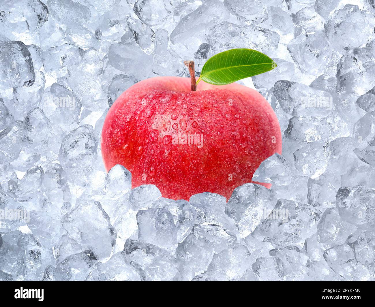 Fresh apple on ice cubes background Stock Photo - Alamy