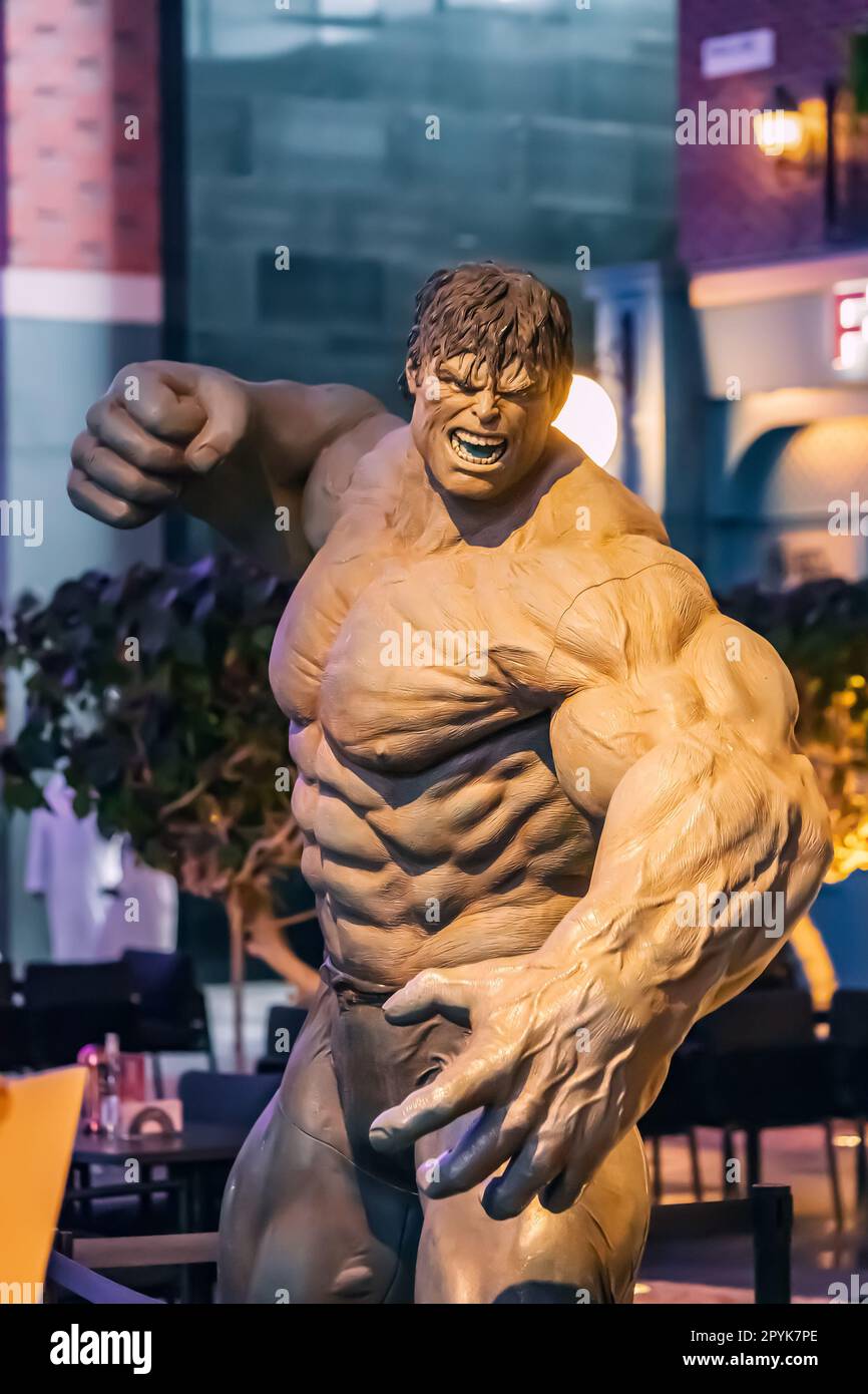 17 January 2023, Dubai, UAE: Furious Hulk sculpture at the entrance to ...
