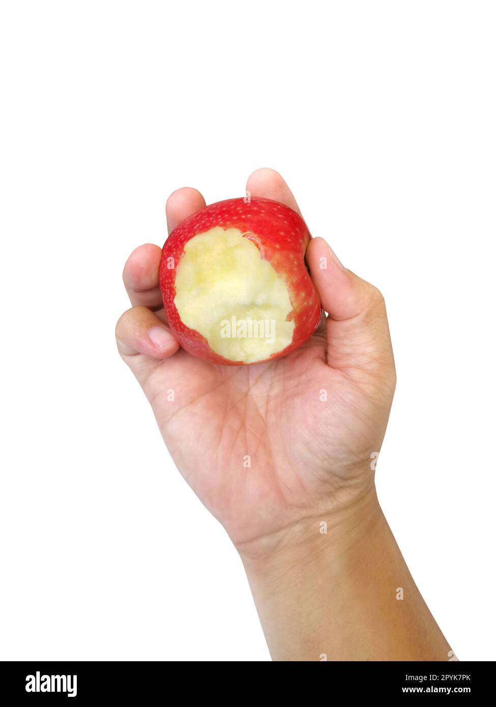 hand holding red apple isolated on white background Stock Photo - Alamy