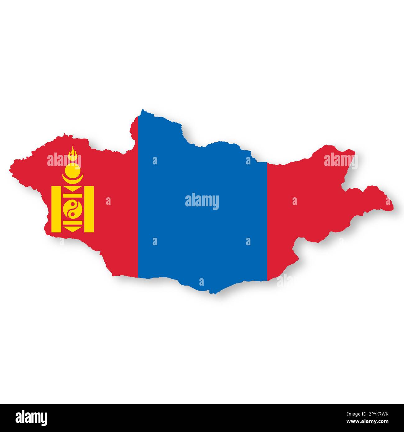 Mongolia map on white background with clipping path 3d illustration ...