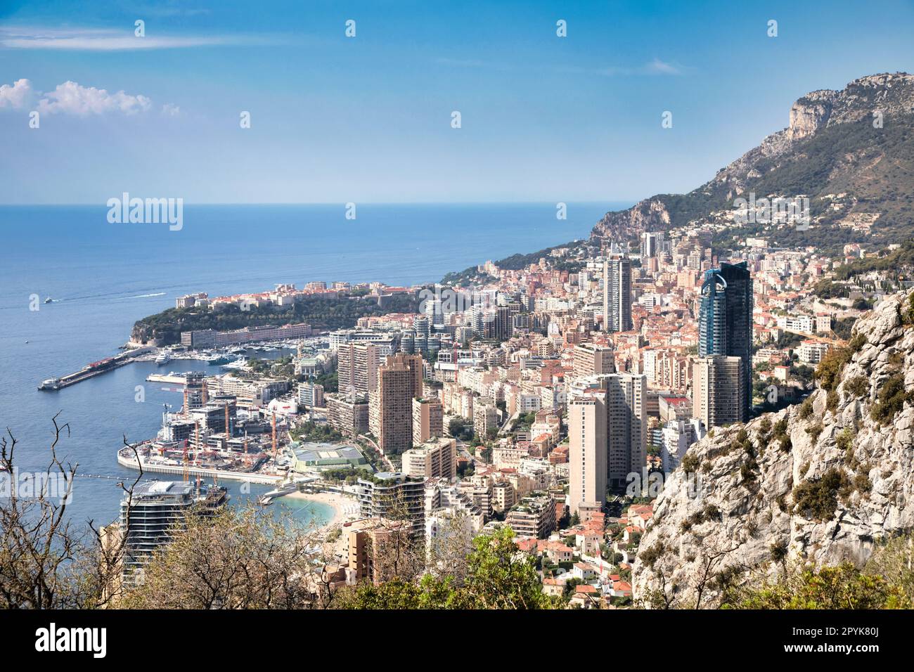 Monte Carlo - panoramic view of the city. Monaco port and skyline Stock ...