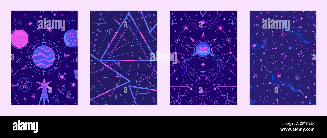 Set of vector illustrations of abstract celestial bodies ...