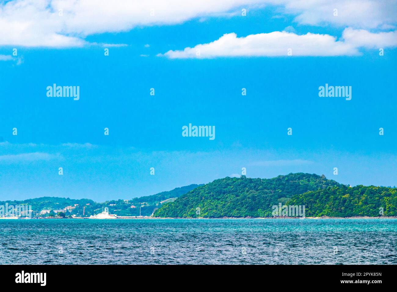 Tropical paradise turquoise water beach limestone rocks Phuket island ...