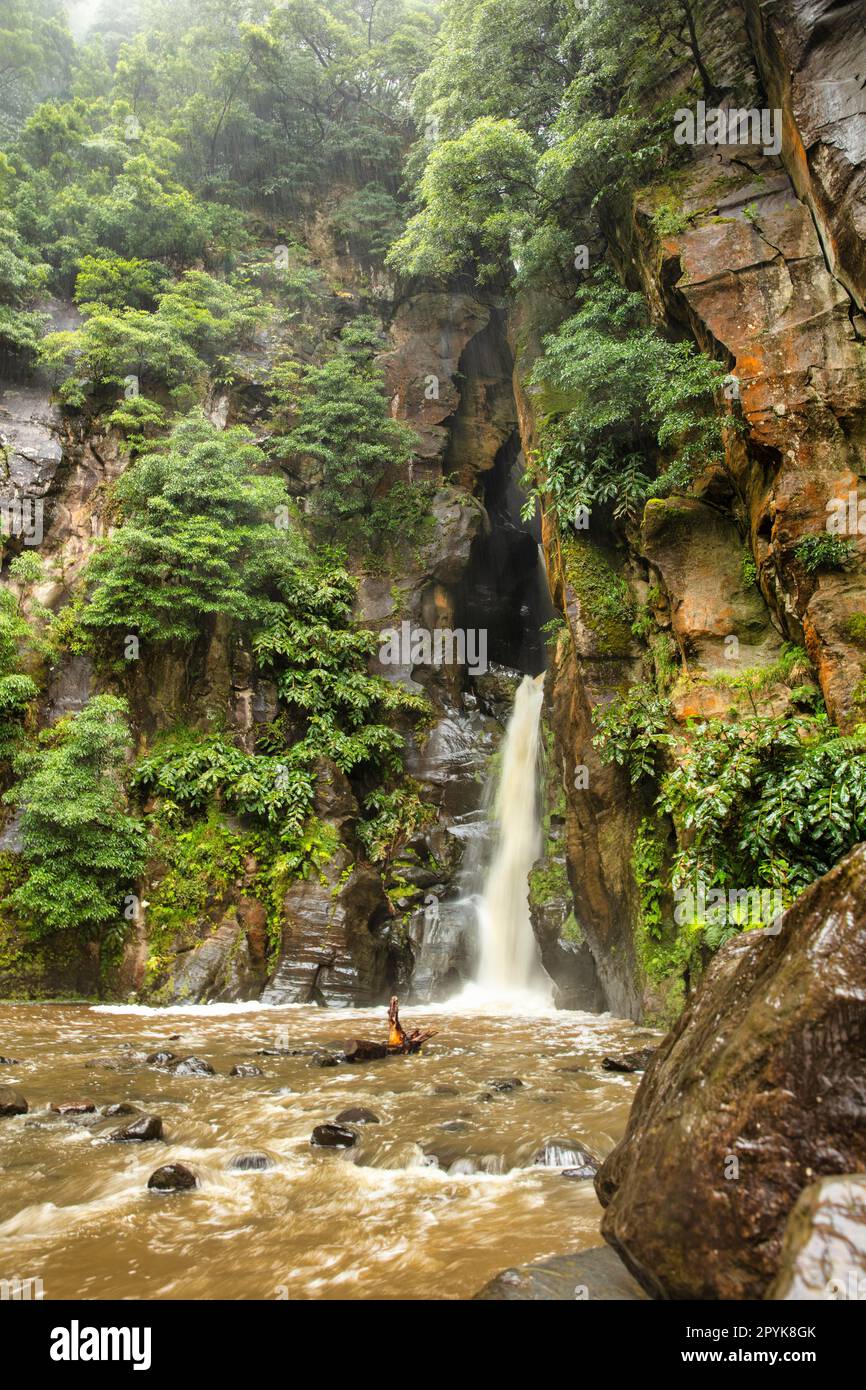 Portugal, Azores, Sao Miguel Island, Caldeiras, waterfall Stock Photo ...