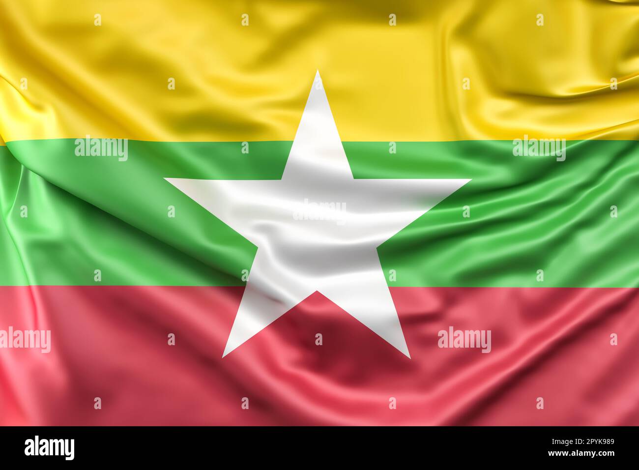 Ruffled Flag of Myanmar. 3D Rendering Stock Photo - Alamy Ruffled Flag of Myanmar. 3D Rendering Stock Photo - Alamy