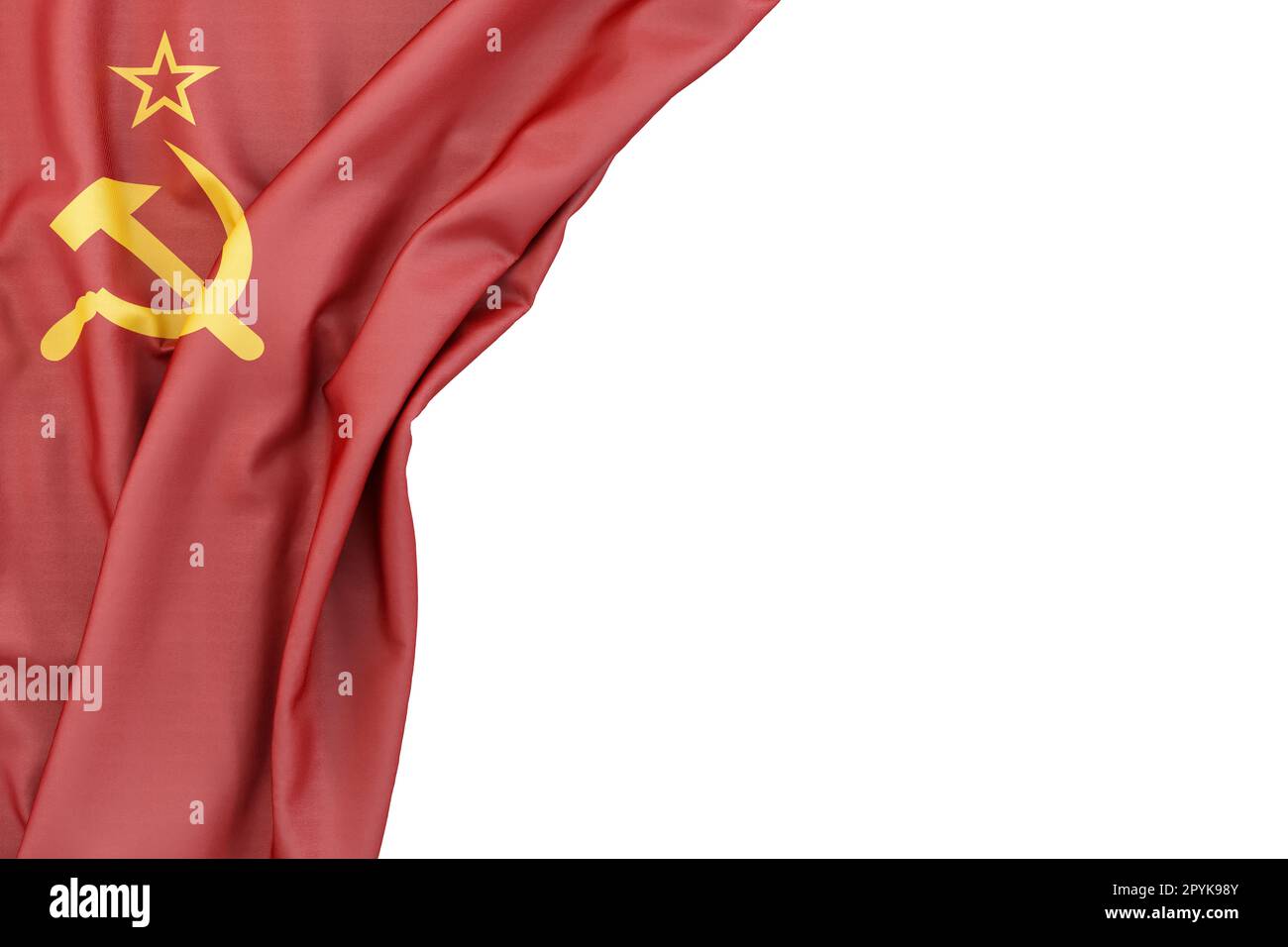 Flag of USSR in the corner on white background. Isolated. 3D rendering ...
