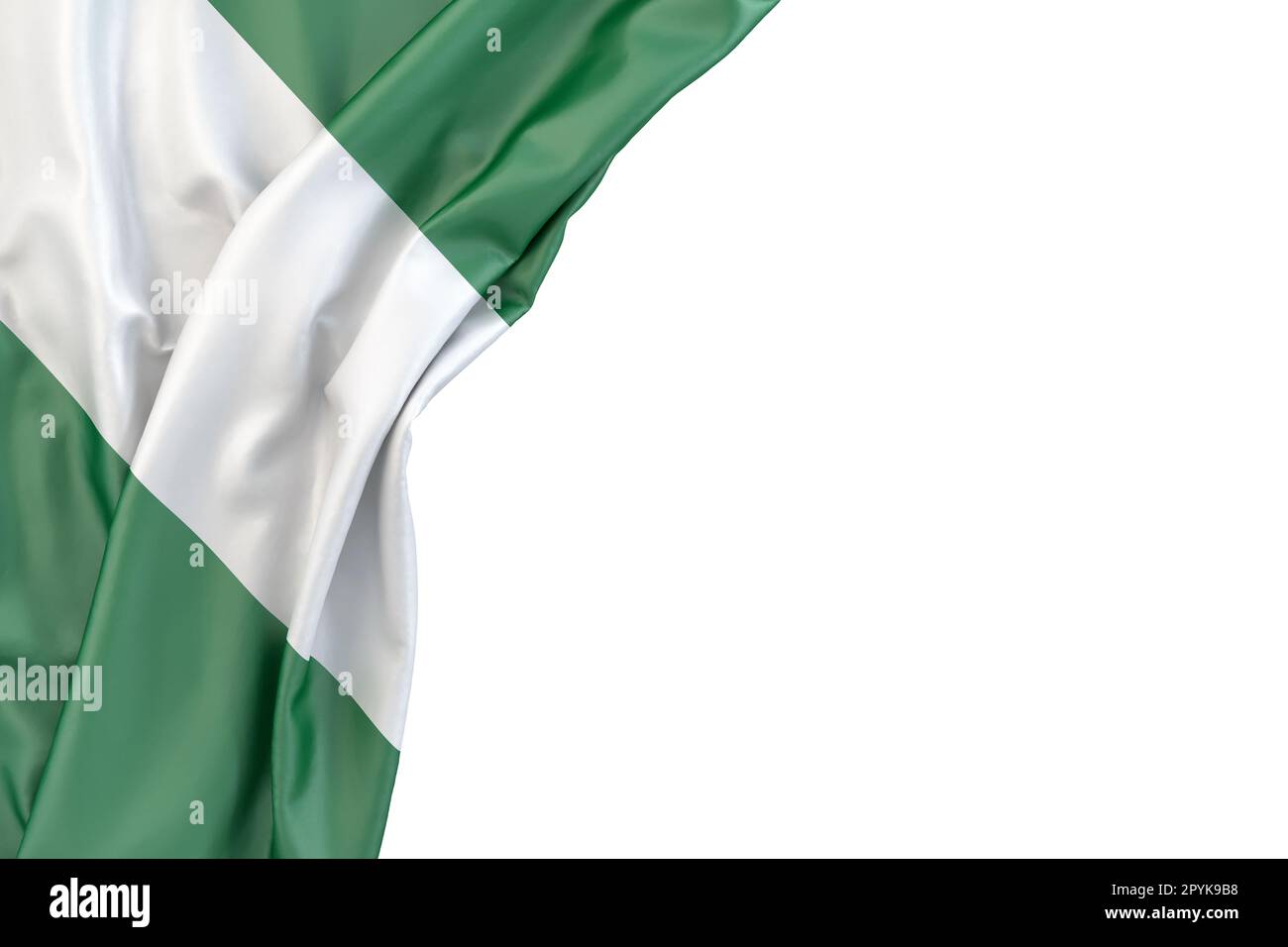 Flag of Nigeria in the corner on white background. 3D rendering ...