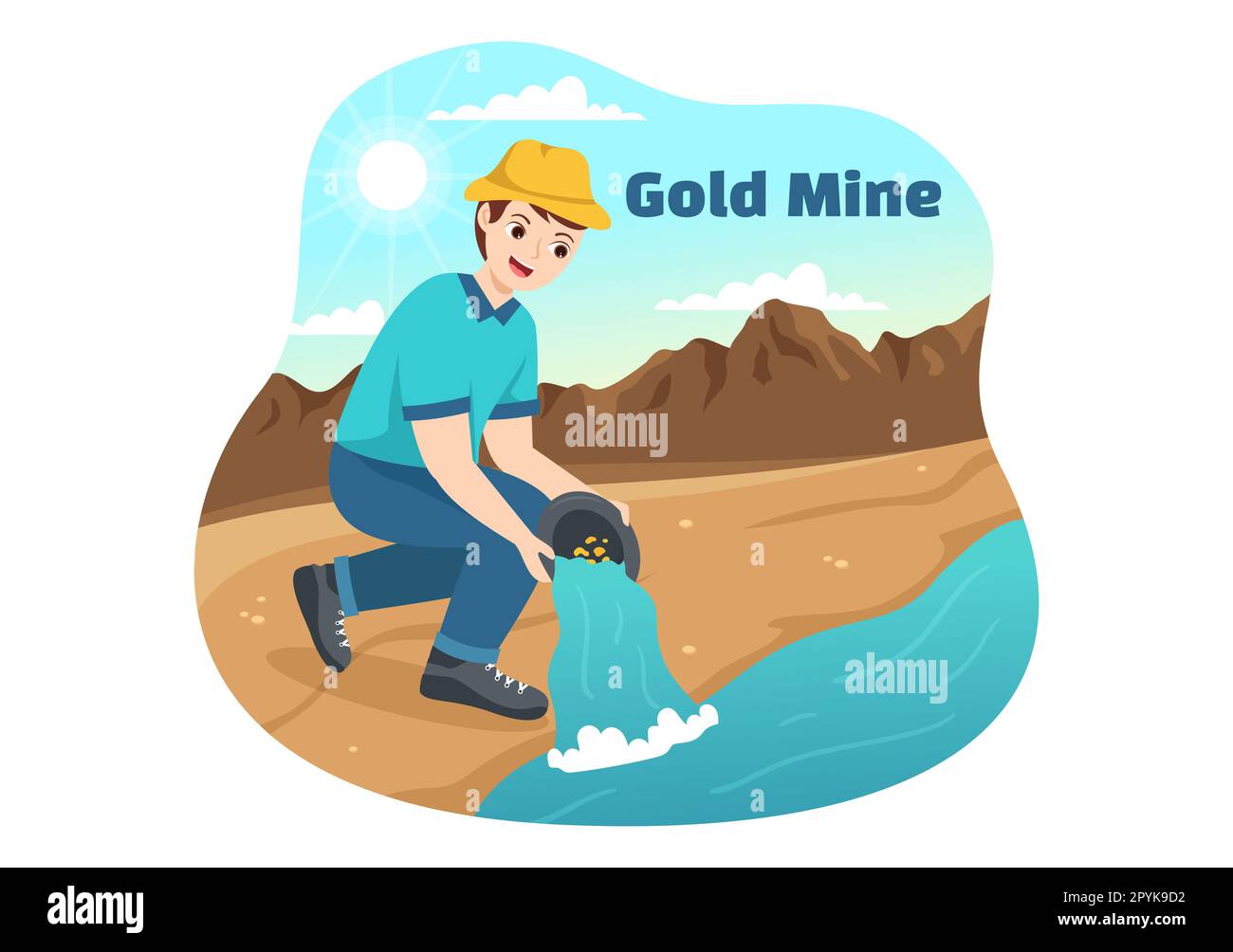 Gold Mine Illustration with Mining Industry Activity for Treasure, Pile ...