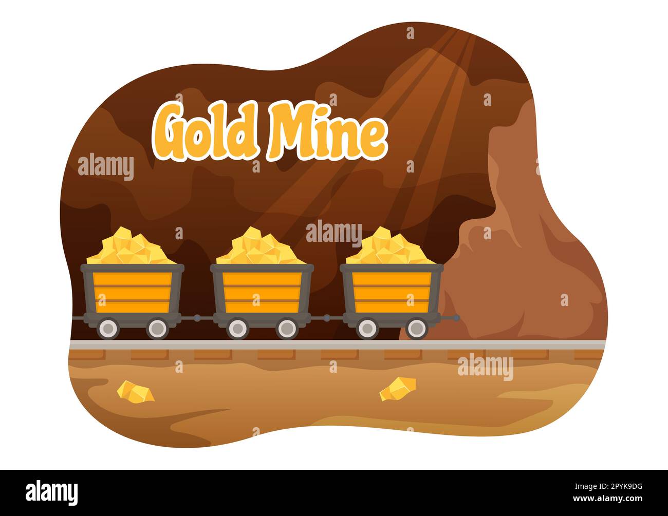 Gold Mine Illustration with Mining Industry Activity for Treasure, Pile ...