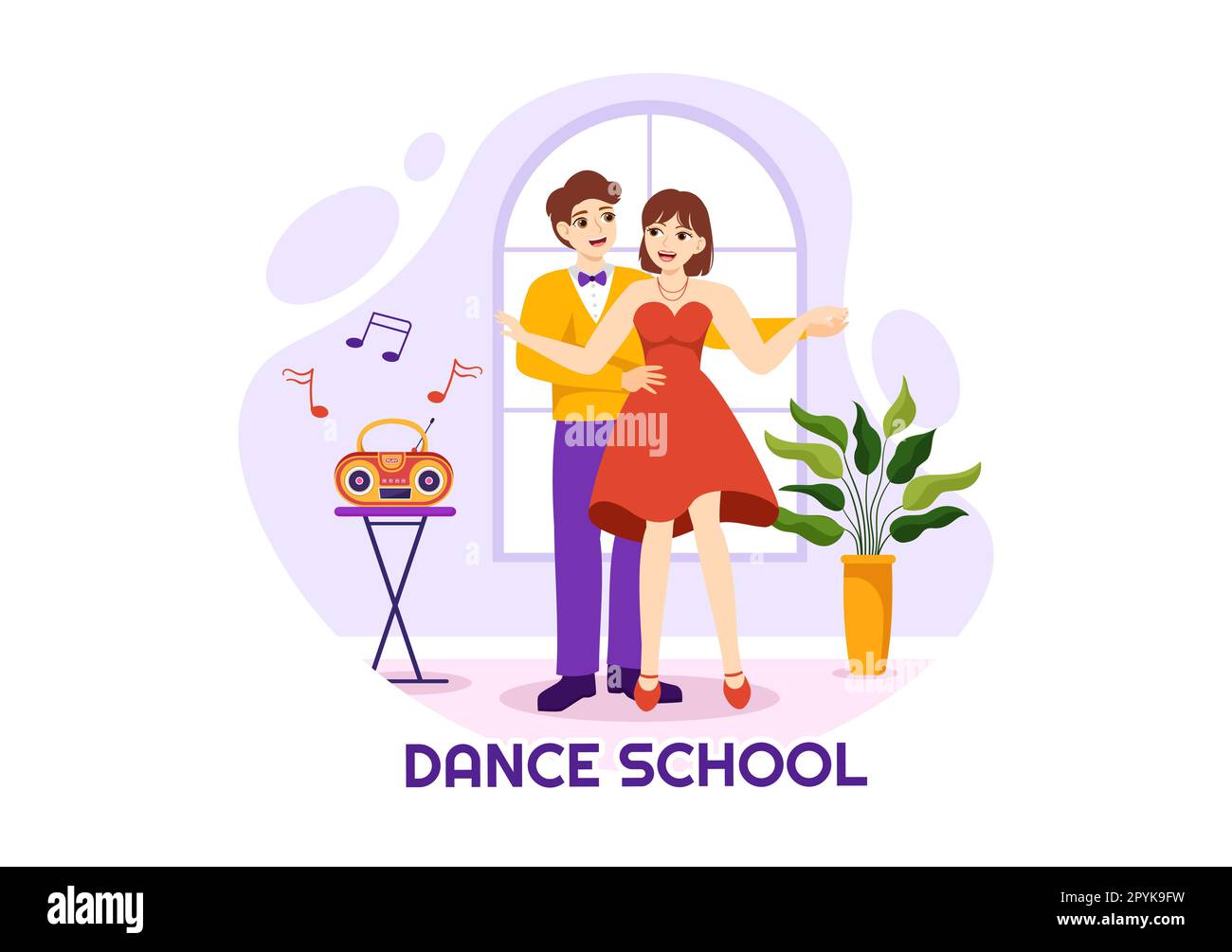 Dance School Illustration of People Dancing or Choreography with Music ...