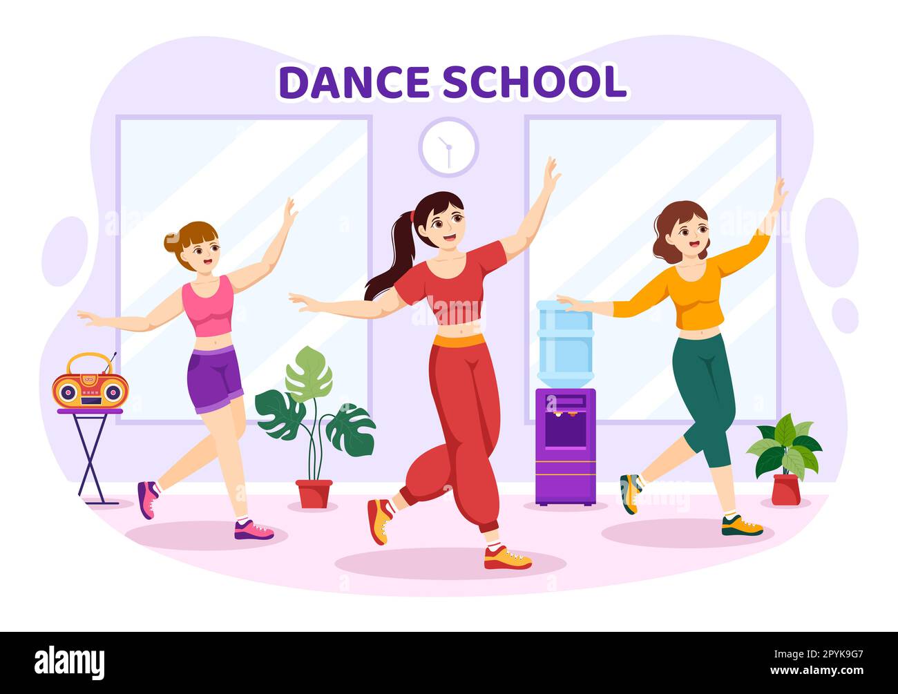 Dance School Illustration of People Dancing or Choreography with Music ...