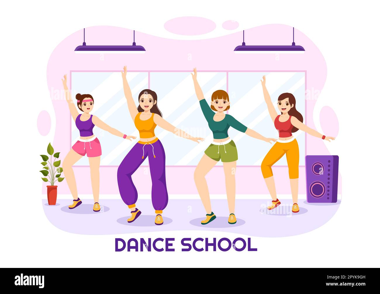 Dance School Illustration of People Dancing or Choreography with Music ...