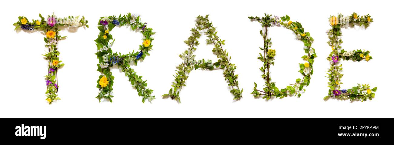 Colorful Blooming Flower Letters Building Word Trade Stock Photo - Alamy