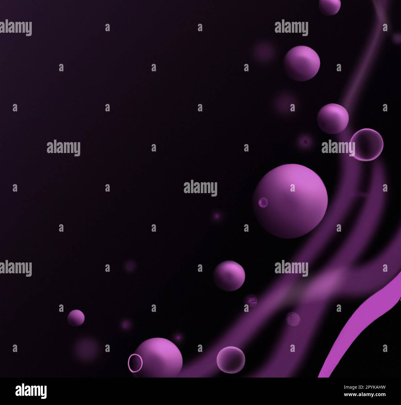 Volumetric purple bubbles on a black background, black purple gradient ...