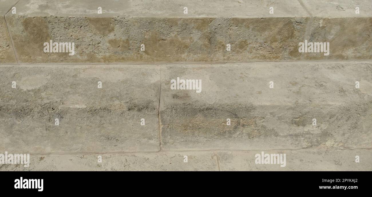 Sandstone steps. The result of the restoration of old buildings. Old ...