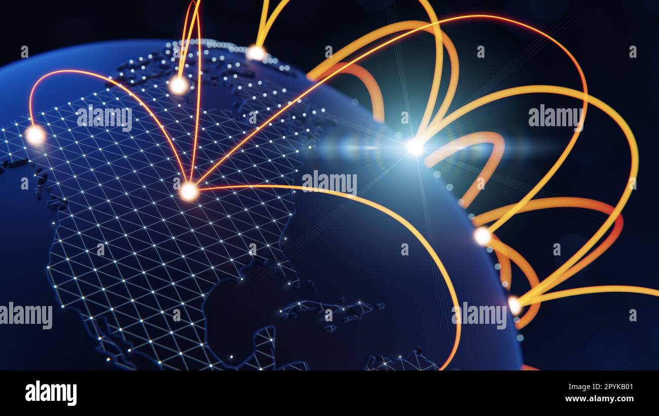 Global connection concept. Planet earth network sphere. 3d rendering ...
