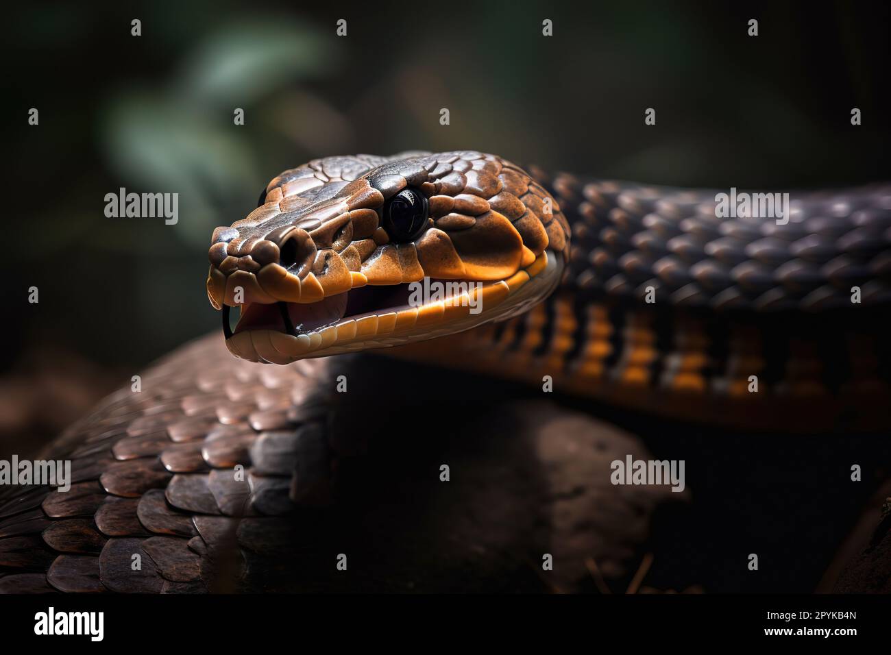 A fierce and intimidating King Cobra poised to strike - This King Cobra ...