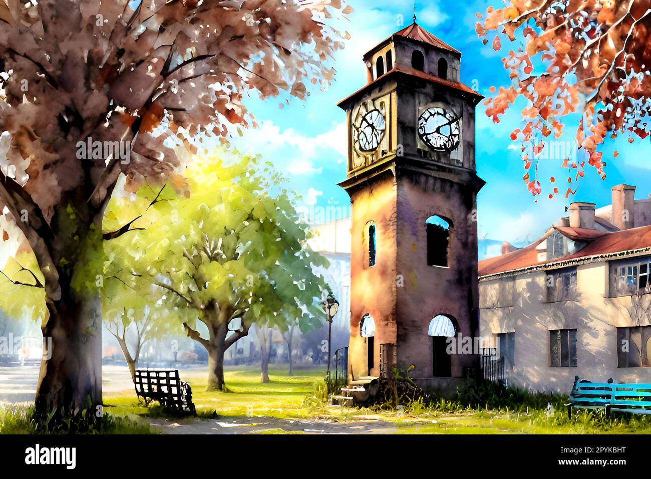 the clock tower in the city Stock Photo - Alamy