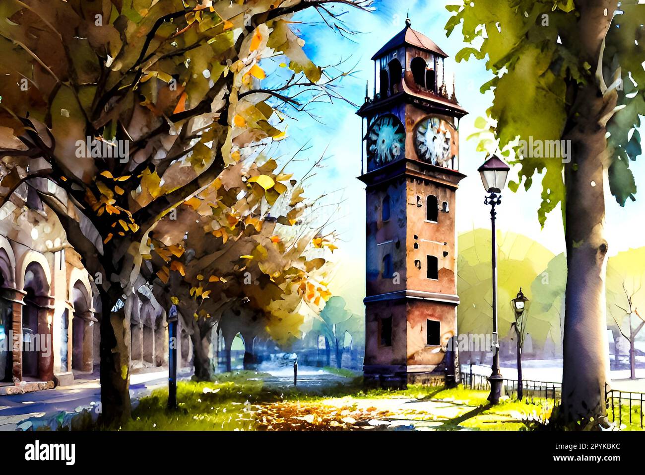 the clock tower in the city Stock Photo - Alamy