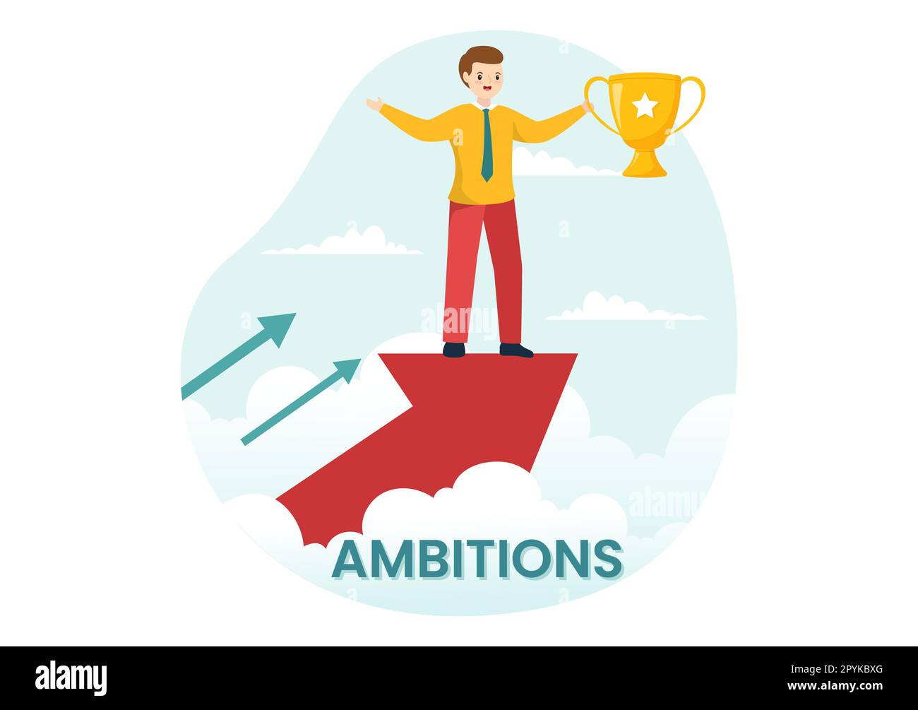 Ambition Illustration with Entrepreneur Climbing the Ladder to Success ...