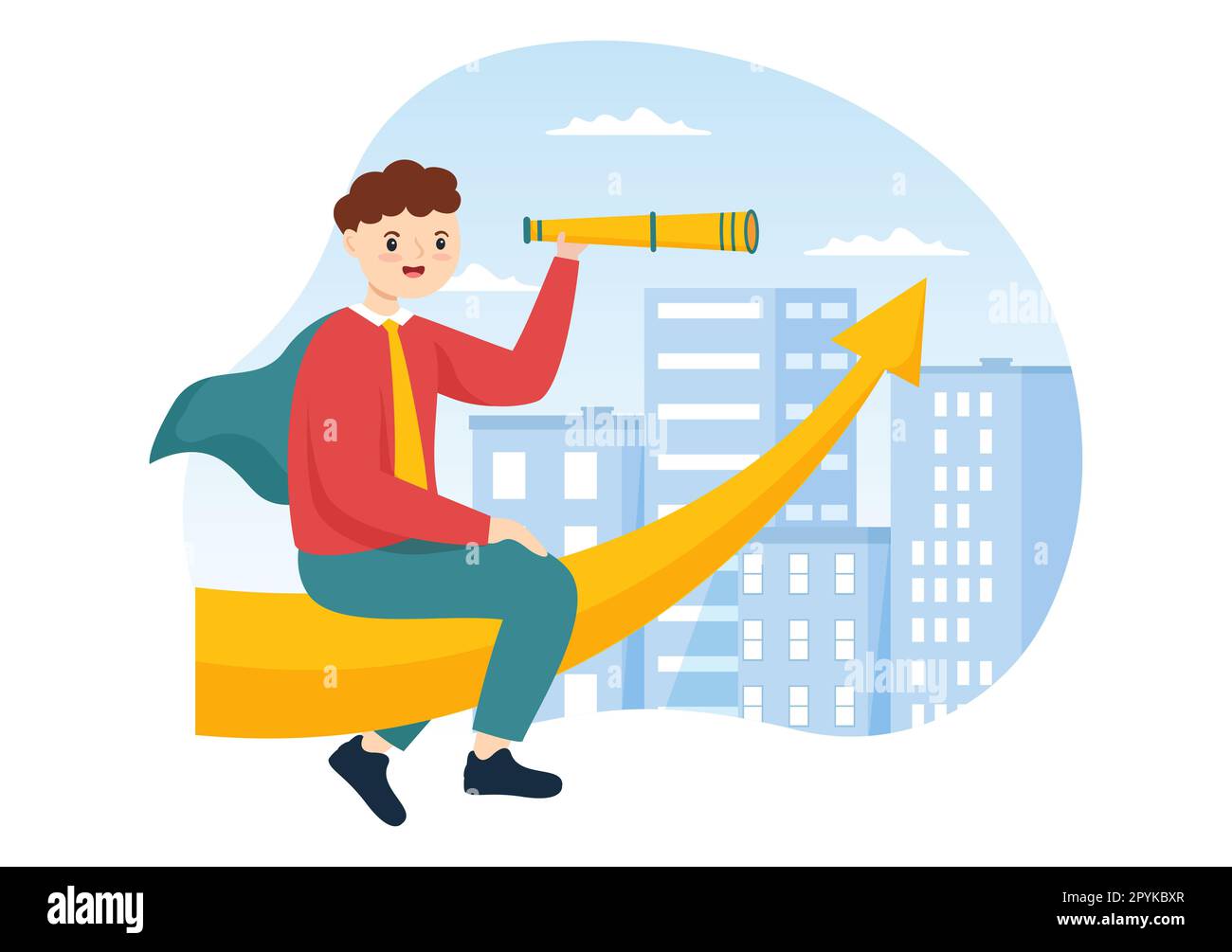 Ambition Illustration with Entrepreneur Climbing the Ladder to Success ...