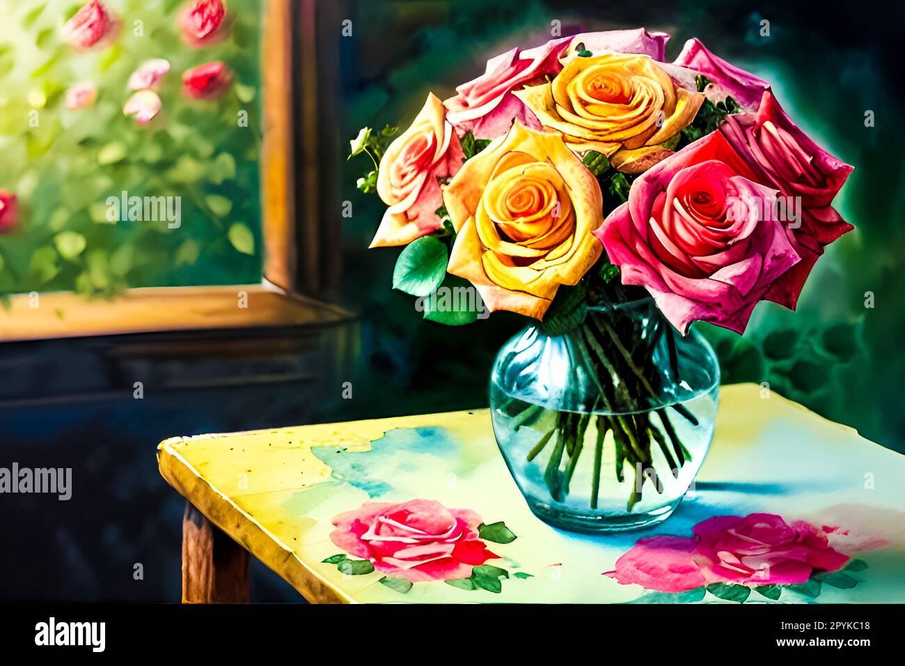 Pink roses table bouquet hi-res stock photography and images - Alamy