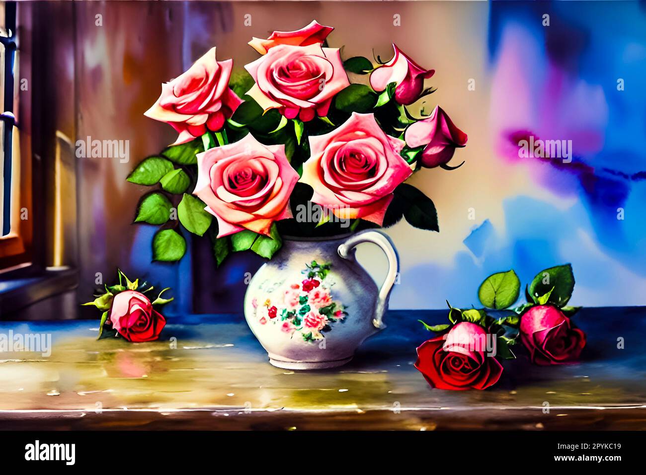 Pink roses table bouquet hi-res stock photography and images - Alamy