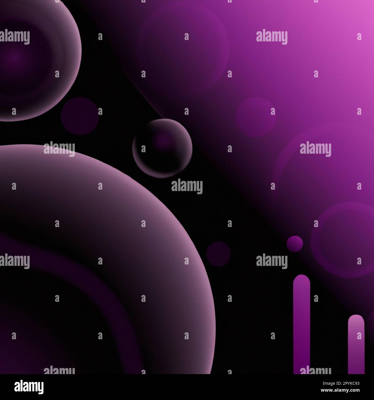 Volumetric purple bubbles on a black background, black purple gradient ...