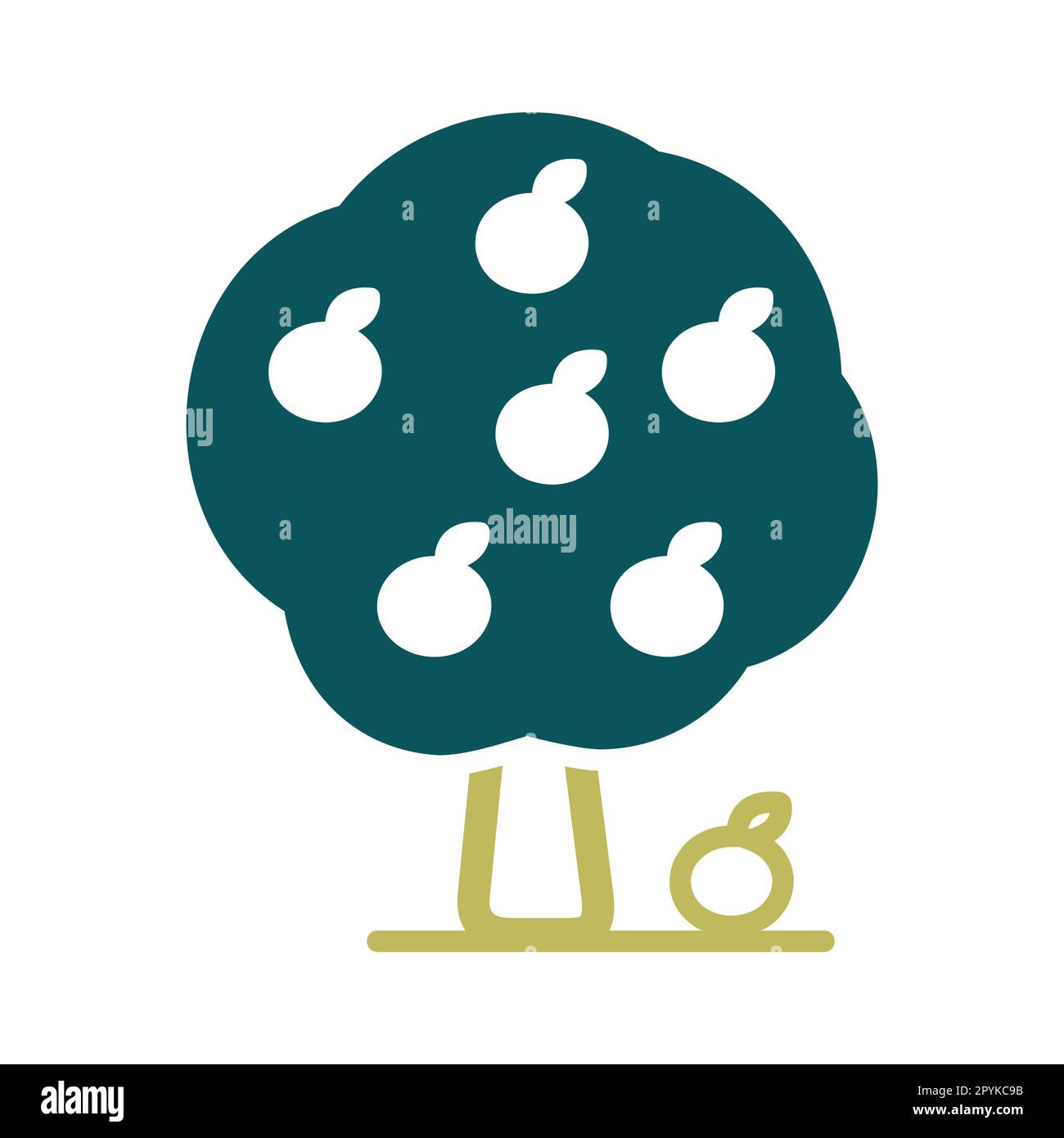 Apple tree isolated vector icon. Graph symbol for agriculture, garden ...