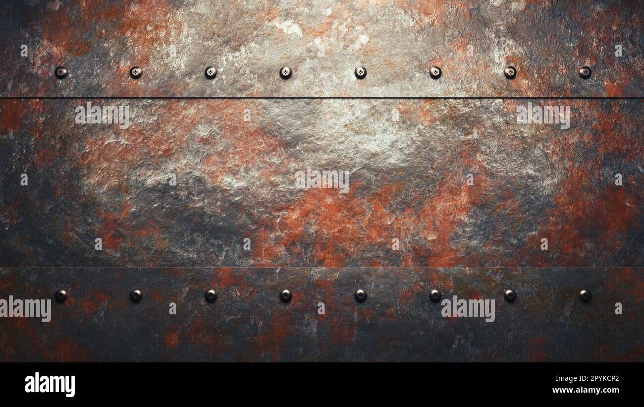 Steel textured metal sheet with heavy rust. 3d illustration Stock Photo ...