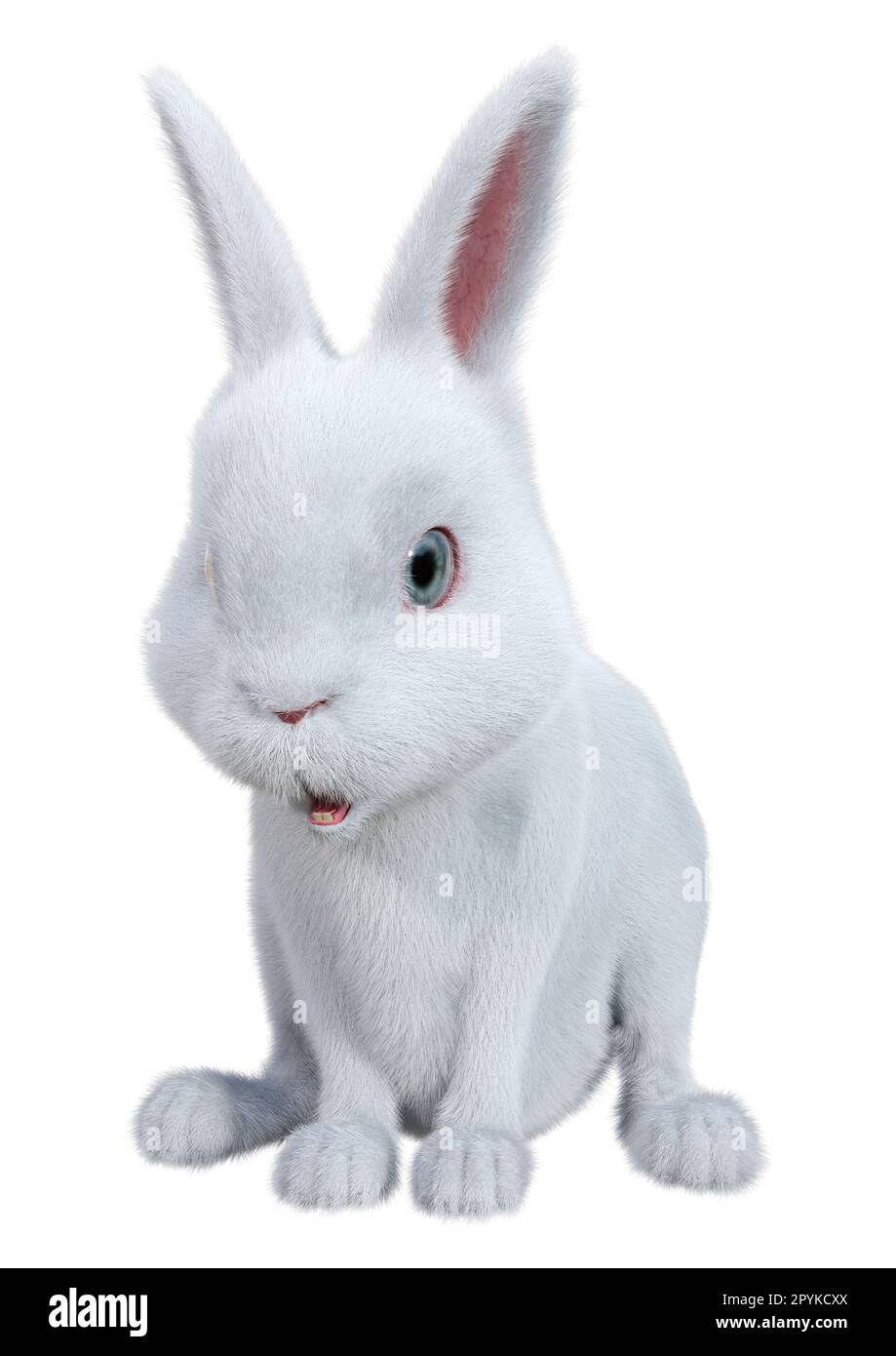 3D rendering of a white bunny isolated on white background Stock Photo ...