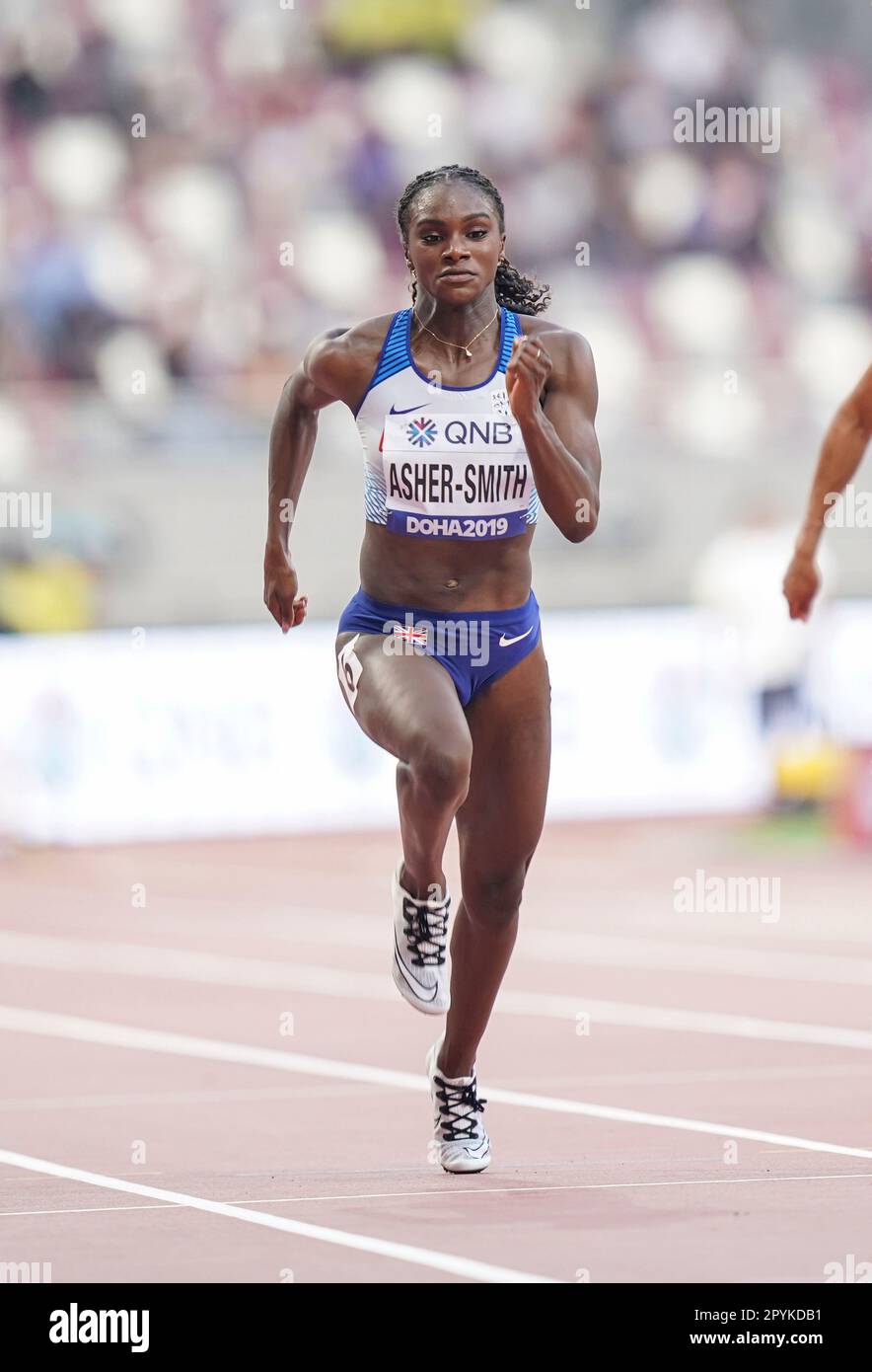 Dina Asher-Smith running the 100m at the 2019 World Athletics ... Dina Asher-Smith running the 100m at the 2019 World Athletics ...