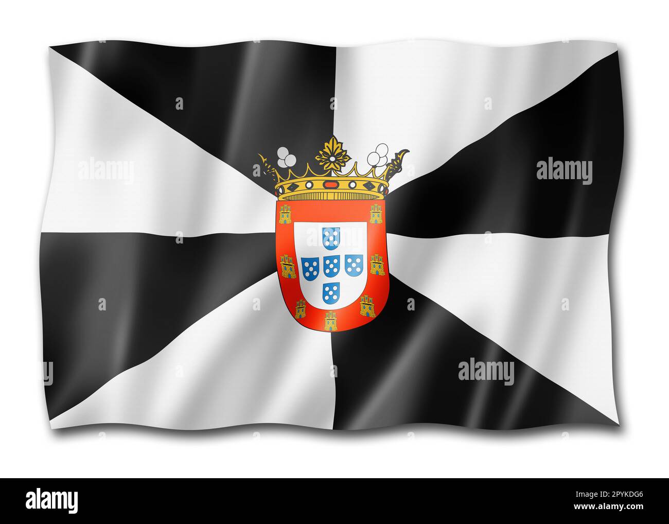 Ceuta province flag, Spain waving banner collection. 3D illustration ...