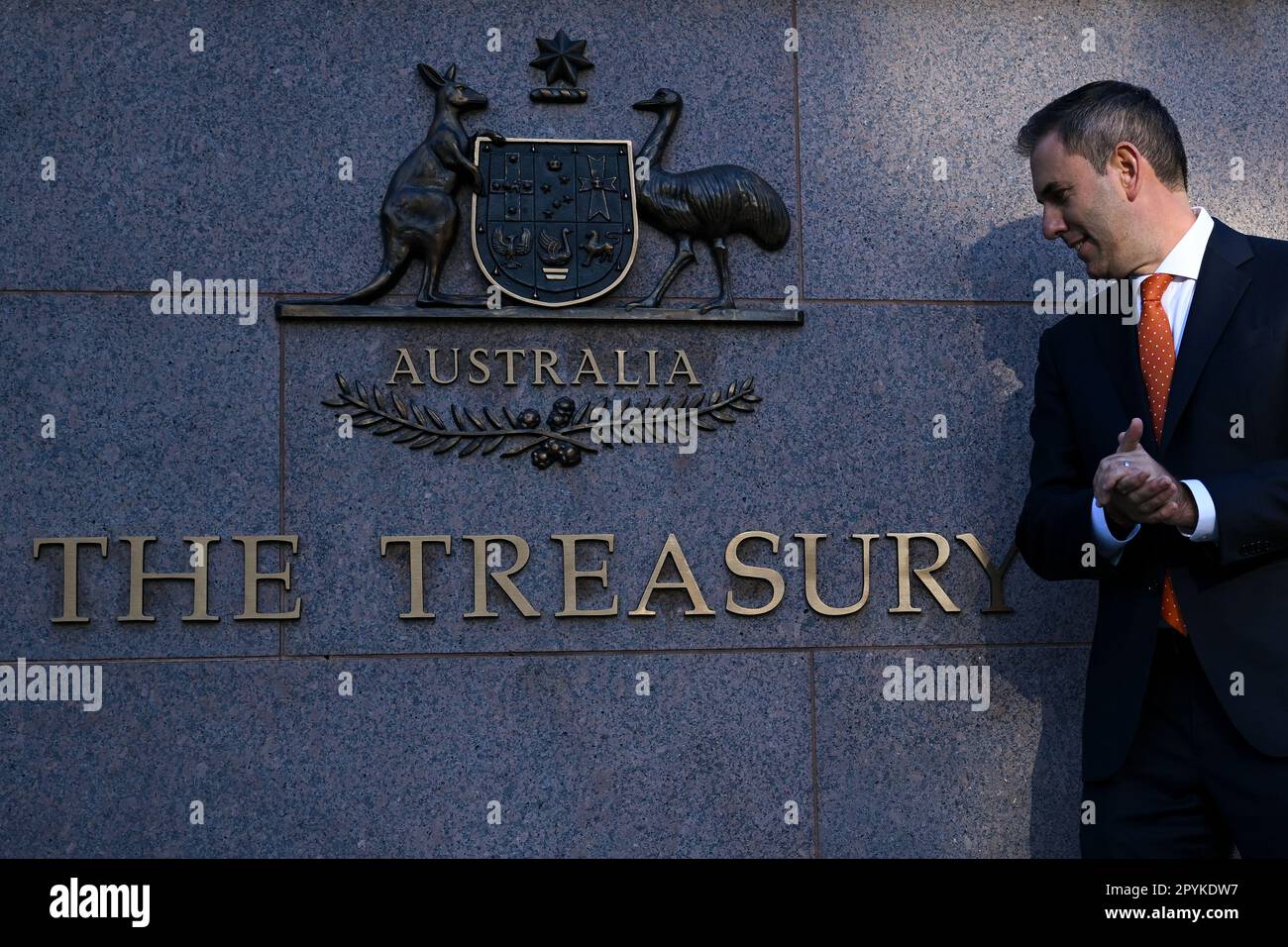Australian Treasurer Jim Chalmers poses for a portrait in front of the ...