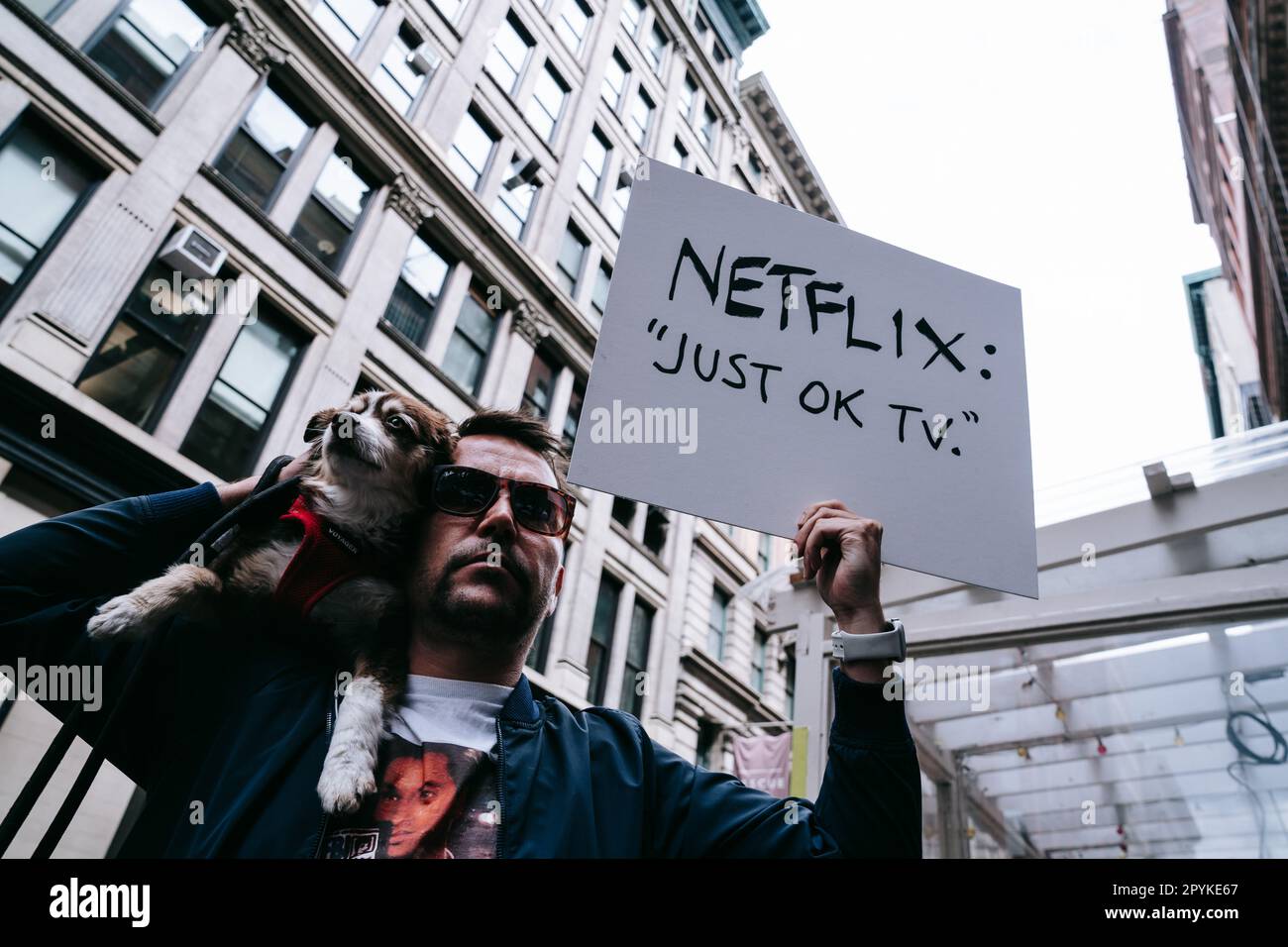 New York, United States. 03rd May, 2023. This pun on a Netflix ...