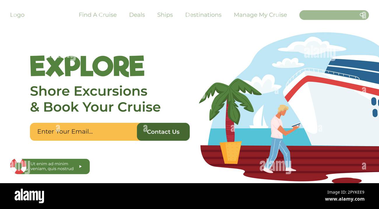 Explore shore excursions and book your cruise Stock Vector Image & Art ...