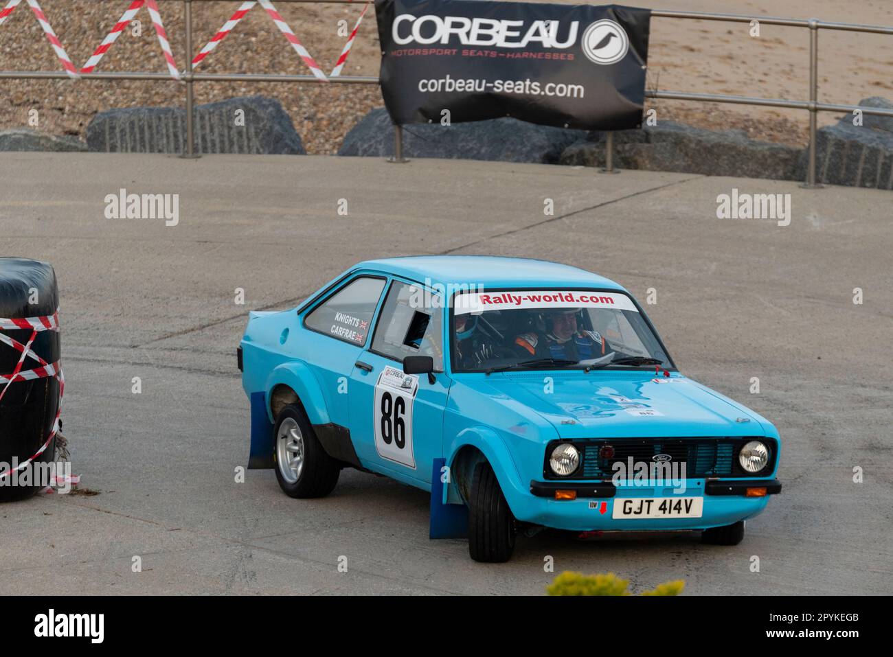 Darren Knights racing a classic 1980 Ford Escort Mk2 competing in ...