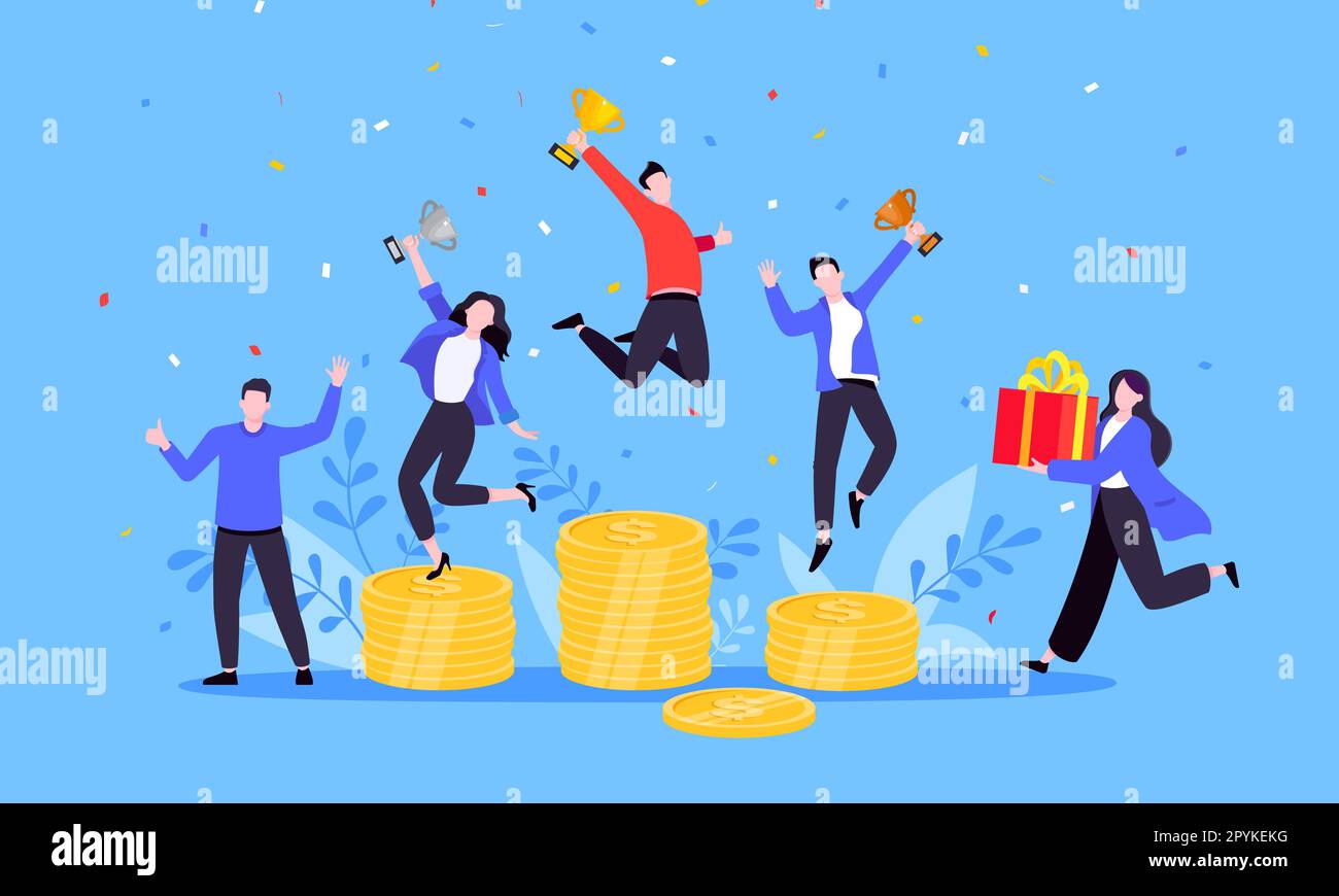 People standing on the money podium rank first three places, jumps in ...