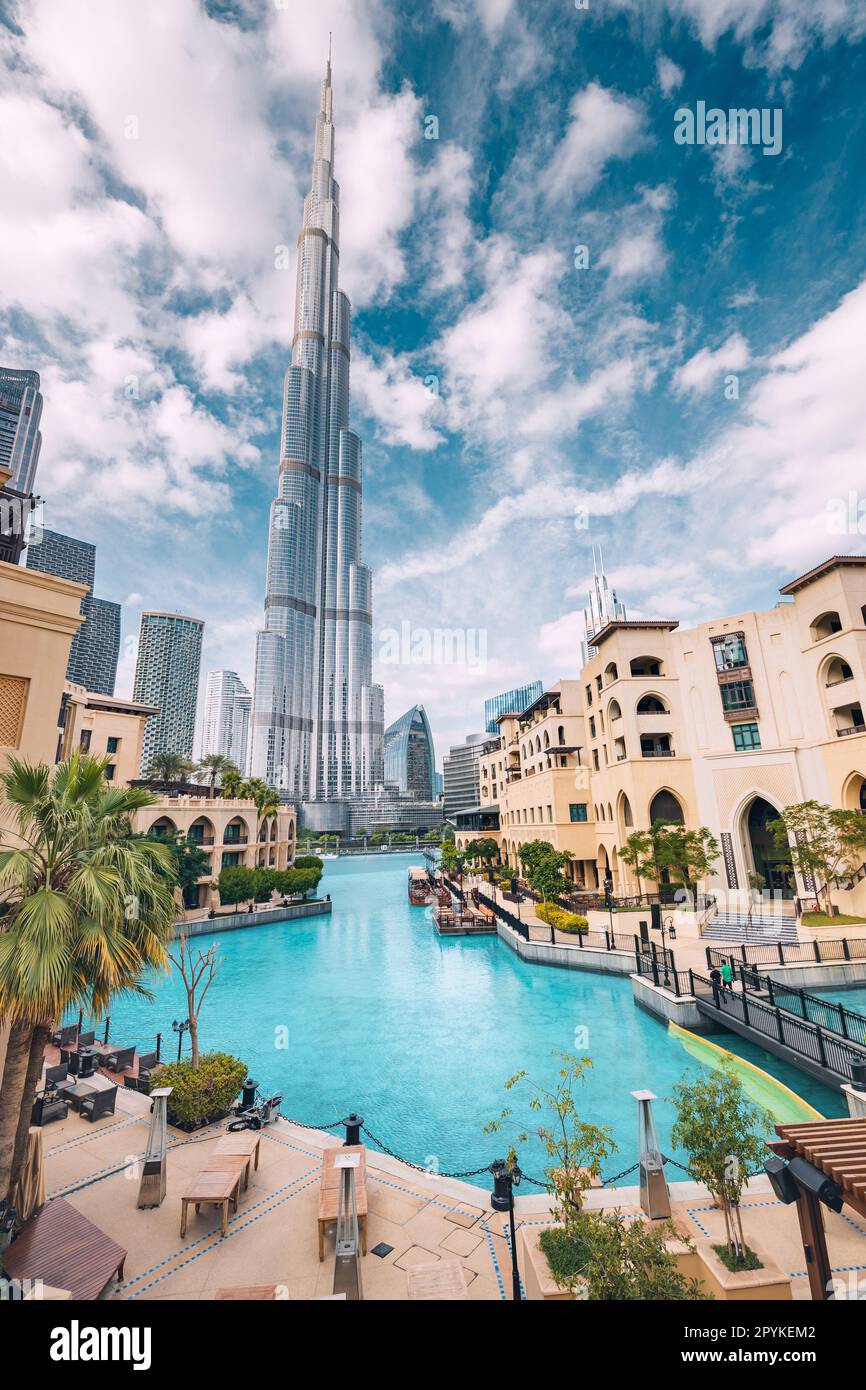 Scenic View of Dubai skyline, with the Burj Khalifa towering over all ...