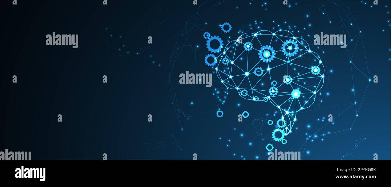 Abstract Artificial intelligence. Technology web background. Virtual ...