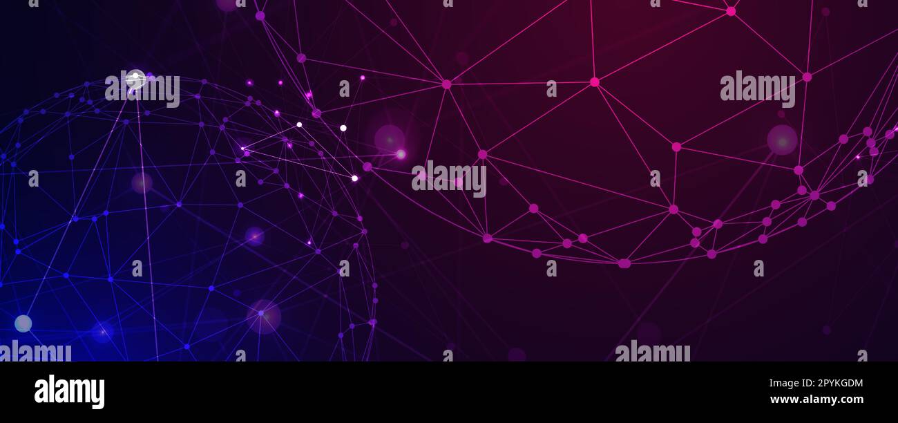 Neural network concept. Connected cells with links. High technology process. Abstract futuristic ...