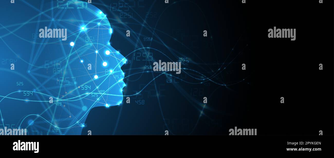 Abstract Artificial intelligence. Technology web background. Virtual ...