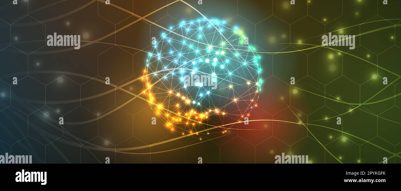 Abstract Artificial intelligence. Cloud computing. Machine learning. Technology web background ...