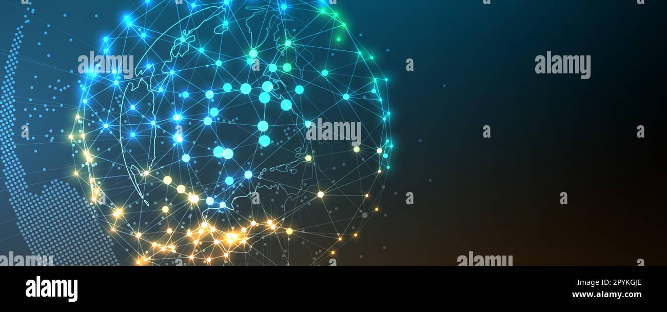 Abstract Artificial intelligence. Cloud computing. Machine learning. Technology web background ...